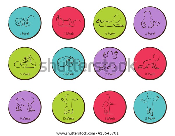 Baby Development Icon Child Growth Stages Stock Vector (Royalty Free ...