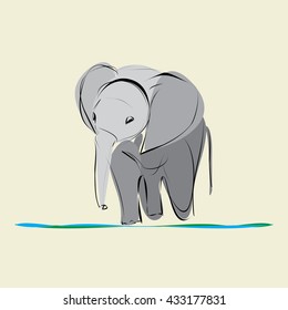 Elephant Side View Cartoon Elephant Has: vetor stock (livre de direitos ...