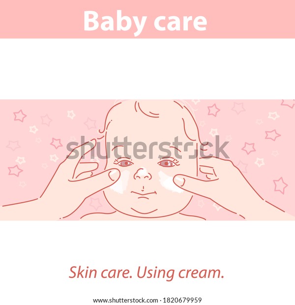 Baby Face Creme Hands Applying Lotion Stock Vector (Royalty Free ...