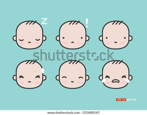 Vector de stock (libre de regalías) sobre Caras de bebé, expresión de ...
