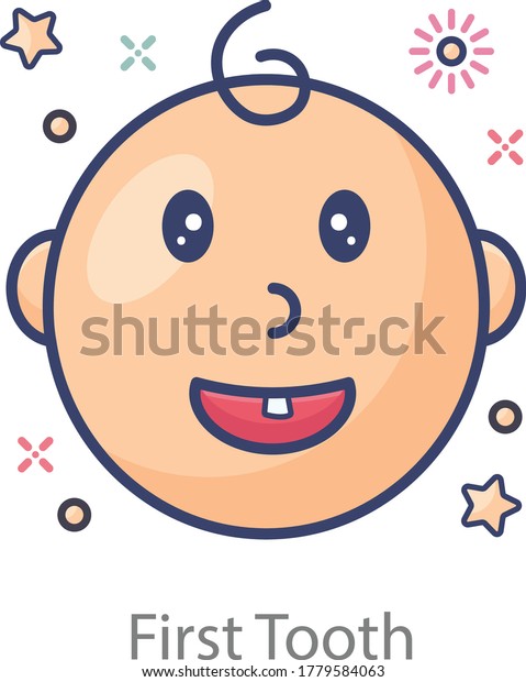Baby First Tooth Icon Editable Modern Stock Vector (Royalty Free ...