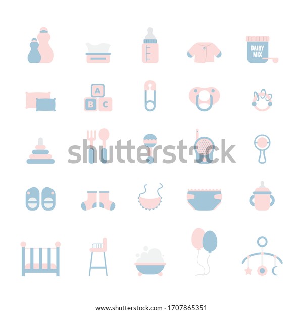 Baby Flat Design Set Icon Stock Vector (Royalty Free) 1707865351 ...