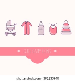 Baby Flat Icon Set Vector Stock Vector (Royalty Free) 391233940 ...