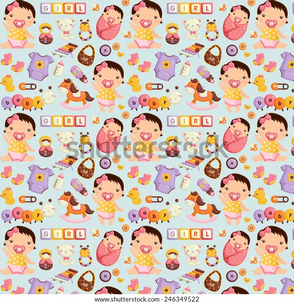 Baby Girl Pattern Background Stock Vector (Royalty Free) 246349522