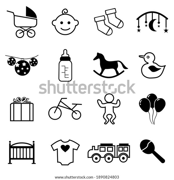 Baby Icon Set Baby Symbol Vector Stock Vector (Royalty Free) 1890824803