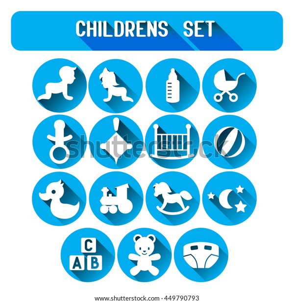 Baby Icons On Circular Colored Buttons Stock Vector (Royalty Free ...