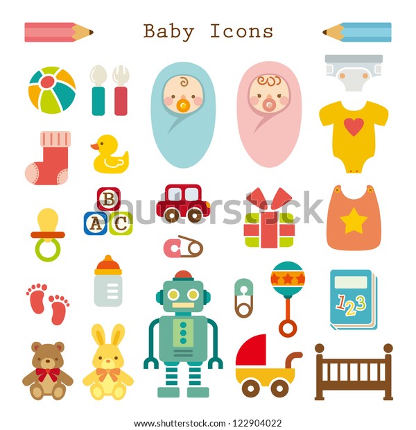Baby Icons Set Stock Vector (Royalty Free) 122904022