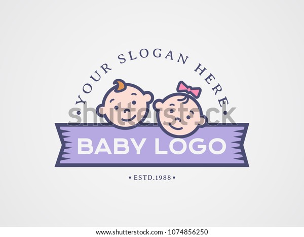 Logo del bebé. Símbolo vectorial con los rostros de los niños - niño y ...
