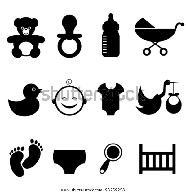 Ensemble d'icônes pour bébé et nouveau-né : image vectorielle de stock ...