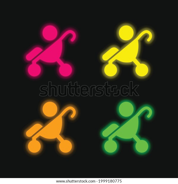 Baby On Stroller Side View Silhouette Stock Vector (Royalty Free ...