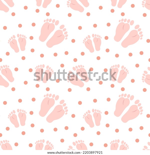 Baby Pattern7 Seamless Pattern Baby Footprints Stock Vector (Royalty ...