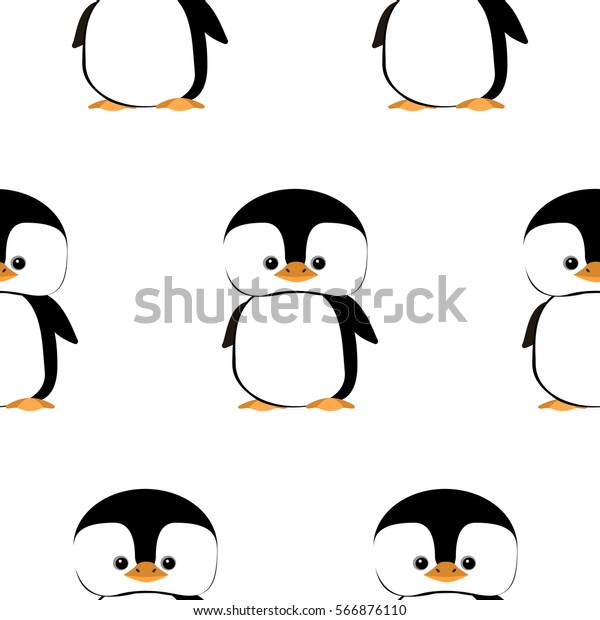 Baby Penguin Vector Flat Illustration Print Stock Vector (Royalty Free ...