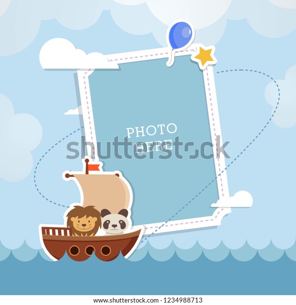 Baby Photo Frames Cute Animals Baby Stock Vector (Royalty Free) 1234988713