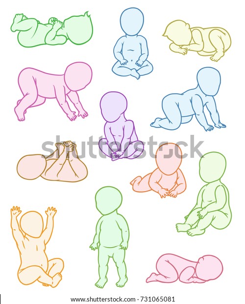 Baby Poses Set Child Development Growth Stock Vector (Royalty Free ...