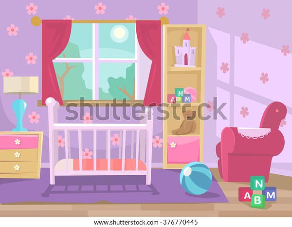 Baby Room Vector Flat Illustration Stock Vector (Royalty Free) 376770445