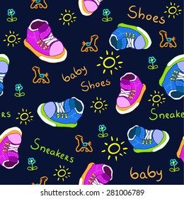 Baby Shoes Seamless Texture Pattern Textile Stock Vector (Royalty Free ...