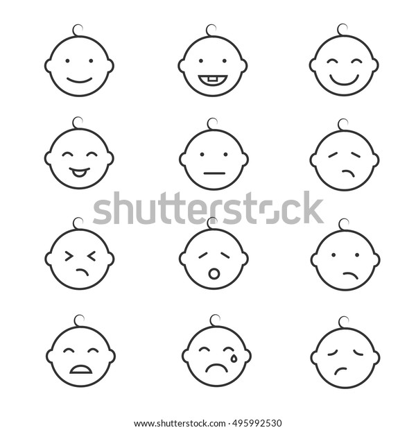 Baby Smile Baby Face Baby Emoticons Stock Vector (Royalty Free ...