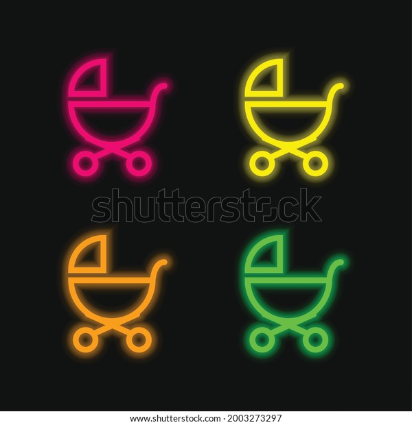 Baby Stroller Outline Side View Four Stock Vector (Royalty Free ...