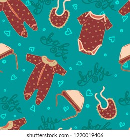 Baby Ware Seamless Pattern Hand Lettering Stock Vector (Royalty Free ...