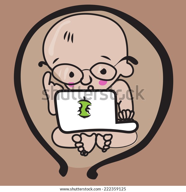 Baby Works On Computer Womb Stock Vector (Royalty Free) 222359125 ...