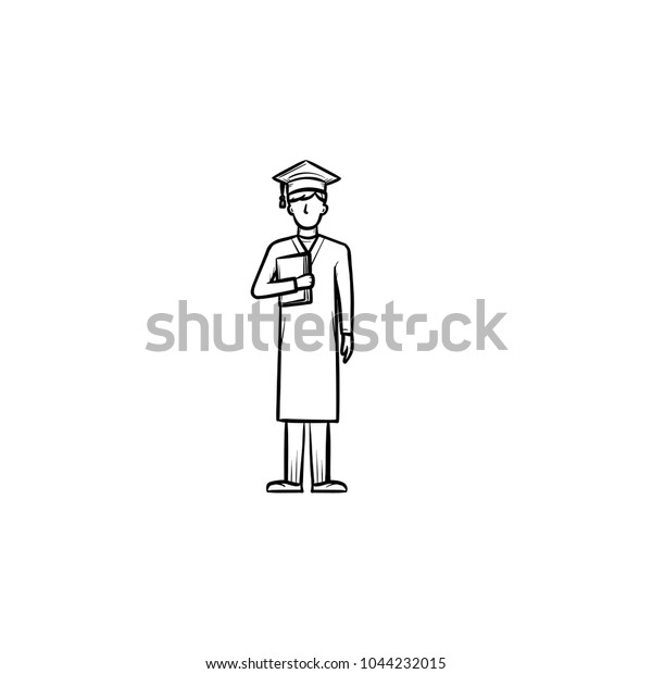 Bachelor Graduation Cap Cloak Hand Drawn Stock Vector (Royalty Free ...