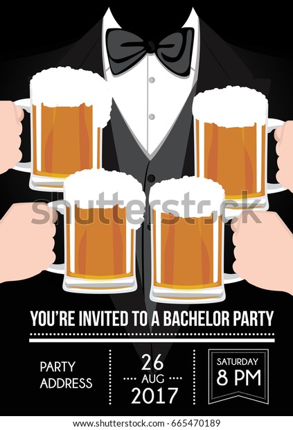 Bachelor Party Invitation Card Stock Vector (Royalty Free) 665470189 ...