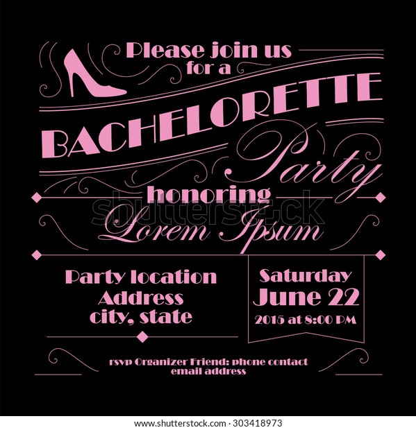 Bachelorette Invitation Card Design Creative Space Stock Vector ...