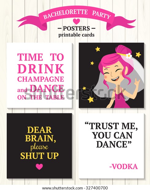 Bachelorette Party Posters Bride Quotes Time Stock Vector (Royalty Free ...