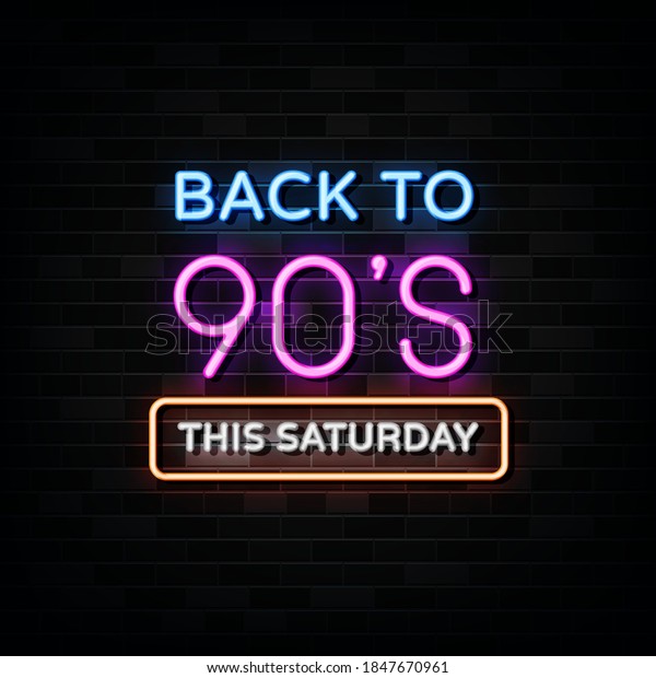 Back 90s Neon Signs Vector Design Stock Vector (Royalty Free ...
