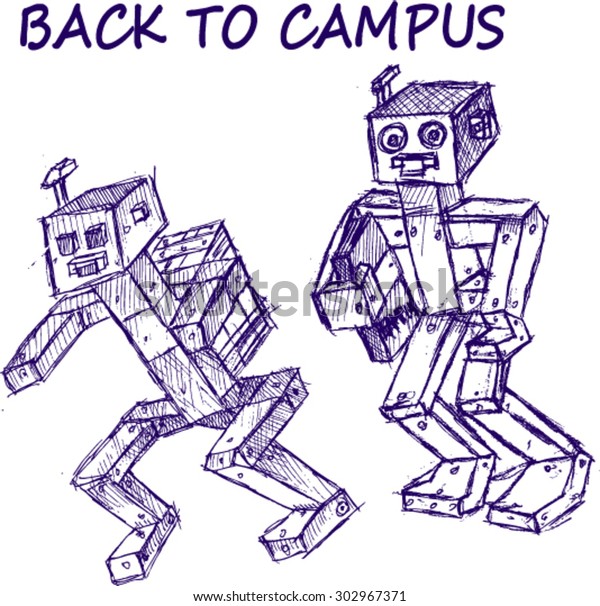 Back Campus Robot Sketch Stock Vector (Royalty Free) 302967371 ...