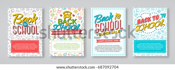 Back School Card Set Color Labels Stock Vector (Royalty Free) 687092704