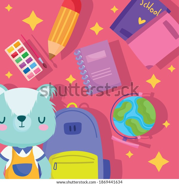 Back School Cute Raccoon Backpack Book Stock Vector (Royalty Free ...