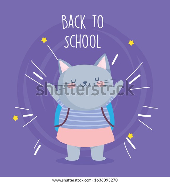 Back School Education Cute Cat Backpack Stock Vector (Royalty Free ...