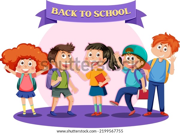 Back School Kids Cartoon Character Illustration Stock Vector (Royalty ...