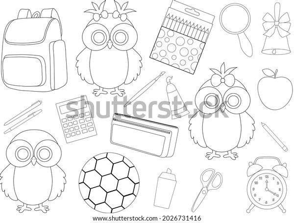 Back School Owls Coloring Vector Illustration Stock Vector (Royalty ...