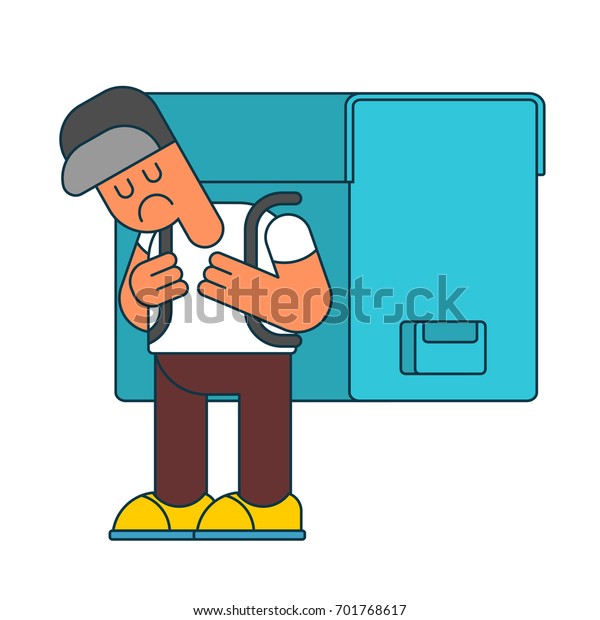 Back School Sad Boy Backpacks Illustration Stock Vector (Royalty Free ...