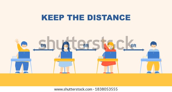 Back School Safe Social Distance School Stock Vector (Royalty Free ...