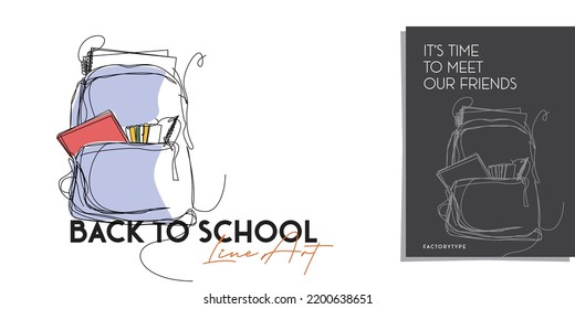 Back School Series Line Art Hand Stock Vector (Royalty Free) 2200638651 ...