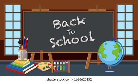 Back School Sign Classroom School Equipments Stock Vector (Royalty Free ...