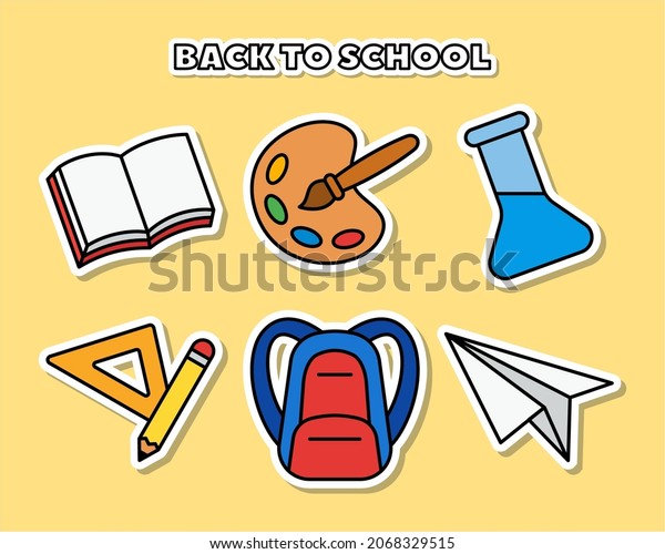 Back School Stickers Illustration Stock Vector (Royalty Free ...