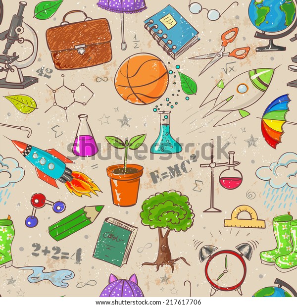 Back School Vintage Scratched Seamless Background Stock Vector (Royalty ...