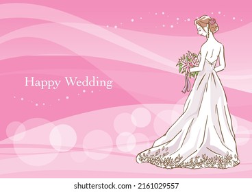 Back View Bride Wearing Wedding Dress Stock Vector (Royalty Free ...
