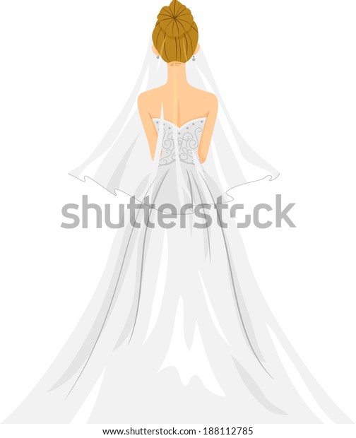Back View Illustration Lovely Bride Her Stock Vector (Royalty Free ...