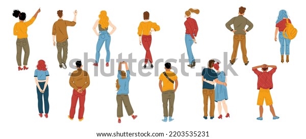 Back View Standing Diverse People Men Stock Vector (Royalty Free ...