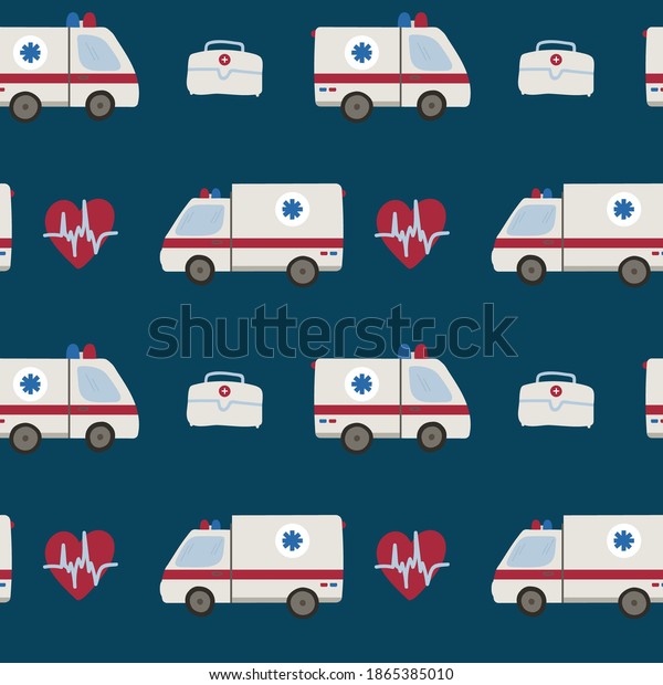 Background Ambulance Cute Items Childrens Emergency Stock Vector ...