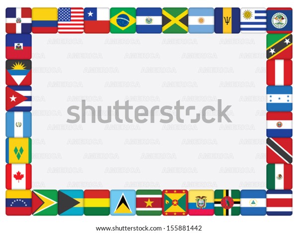 background with American countries flag icons frame vector illustration