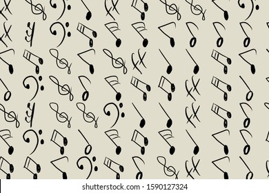 Music Notes Elements Seamless Pattern Musical Stock Vector (Royalty ...