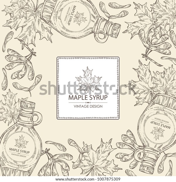 Background Bottle Maple Syrup Maple Leaves Stock Vector (Royalty Free ...