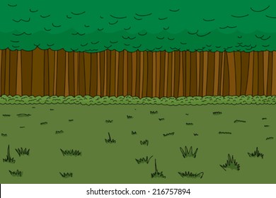 Background Cartoon Dense Hand Drawn Forest Stock Vector (Royalty Free ...