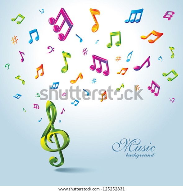Background Color Music Notes Stock Vector (Royalty Free) 125252831